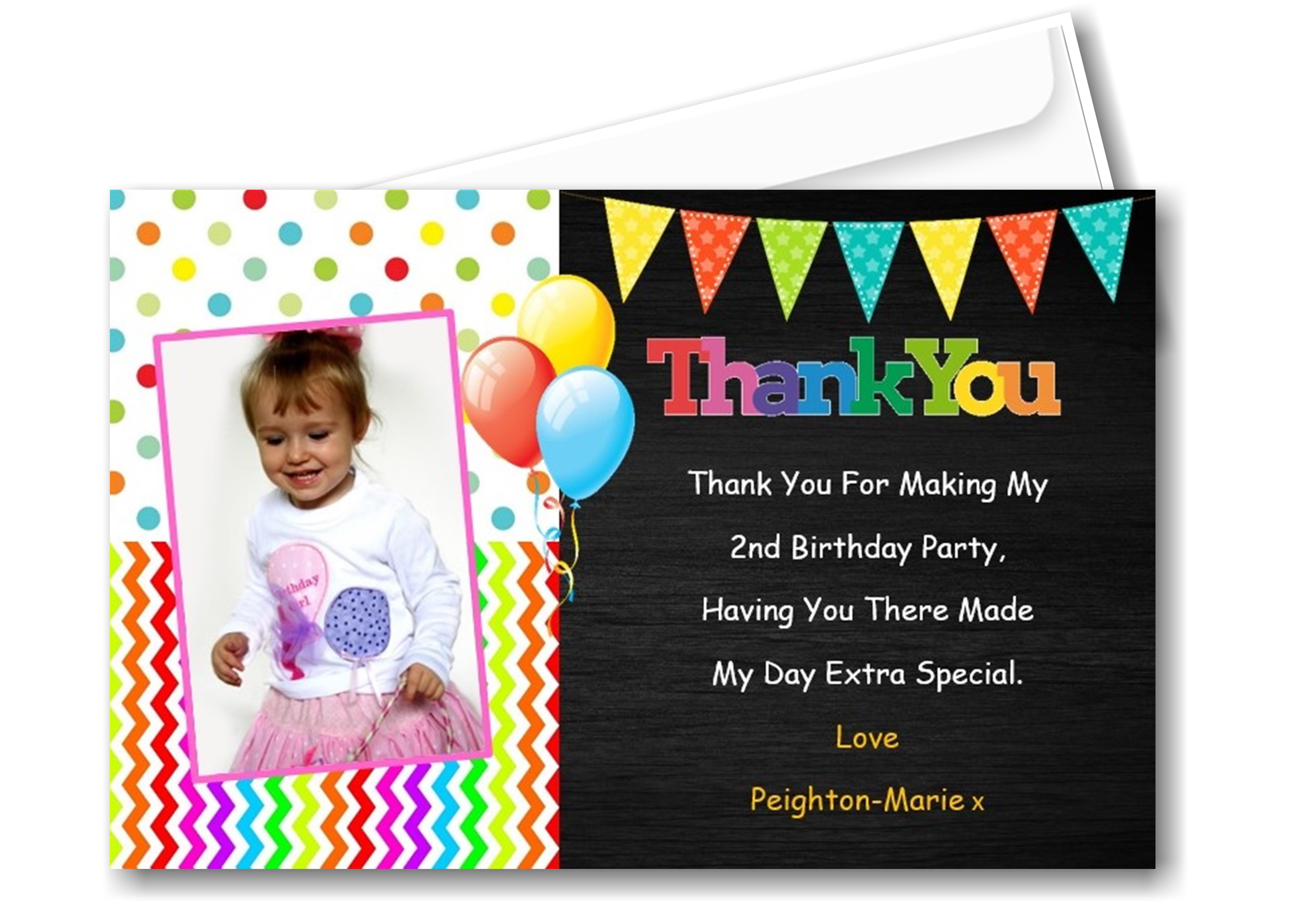 Colouful Birthday Thank You Cards With Photo Ref TH14 Pink ...
