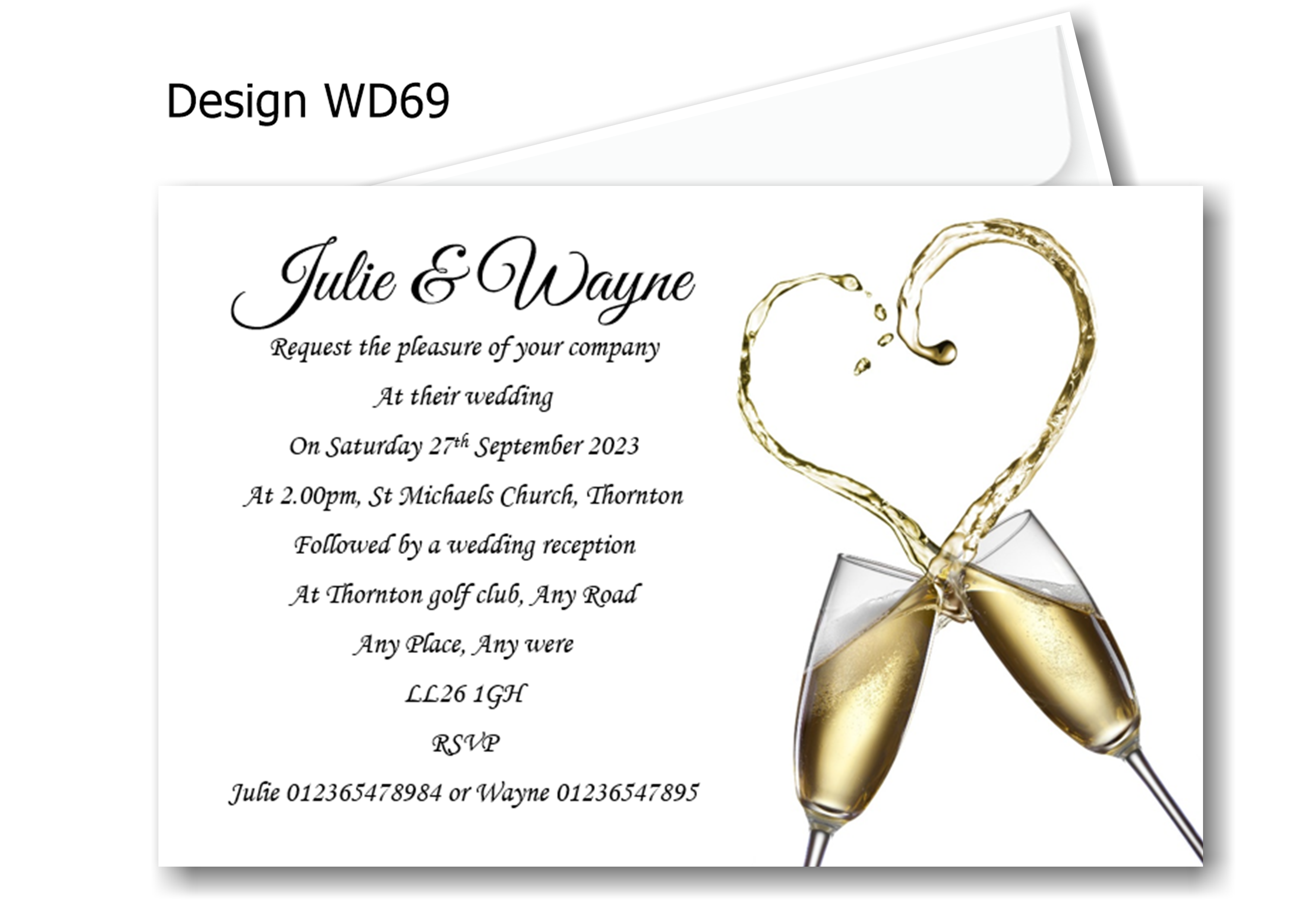 Wedding Day Invitation Ref WD69 a simple but classy design that stands ...